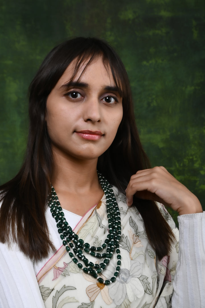 Emerald Green Pearl Layered Necklace | Totapari Jewellery