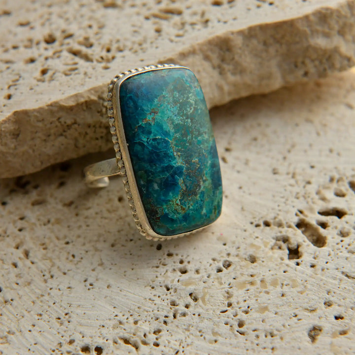 Azurite Rectangle Silver Ring – Totapari